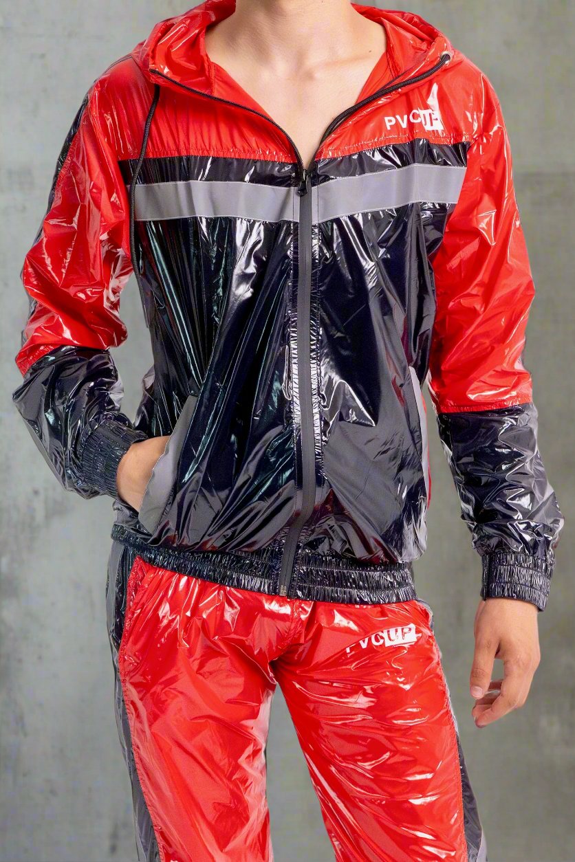 SHINE UP - black / red / reflective - JACKET - NYLON – PVC-UP